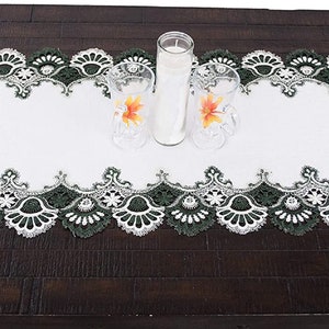 Hunter Green European Lace Table Runner Dresser Scarf Coffee Table ...