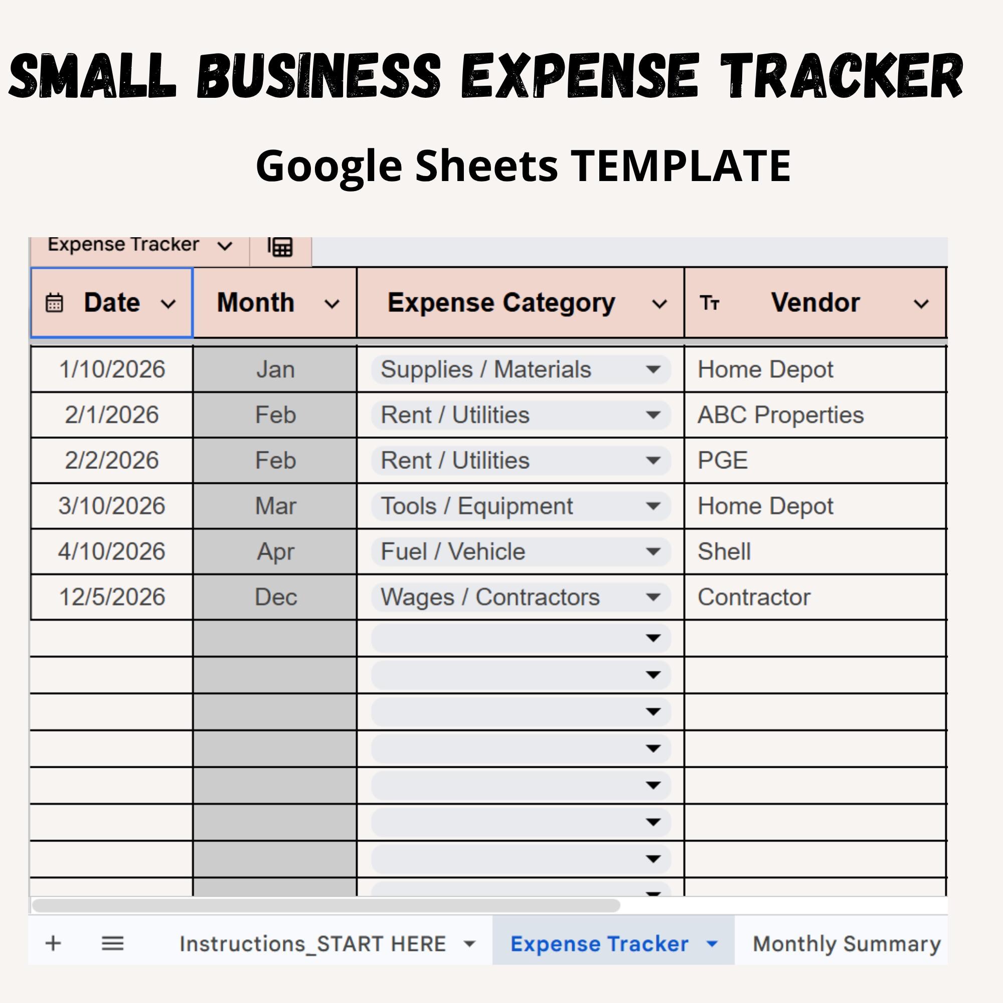 Small Business Expense Tracker | Google Sheets Finance Template ...