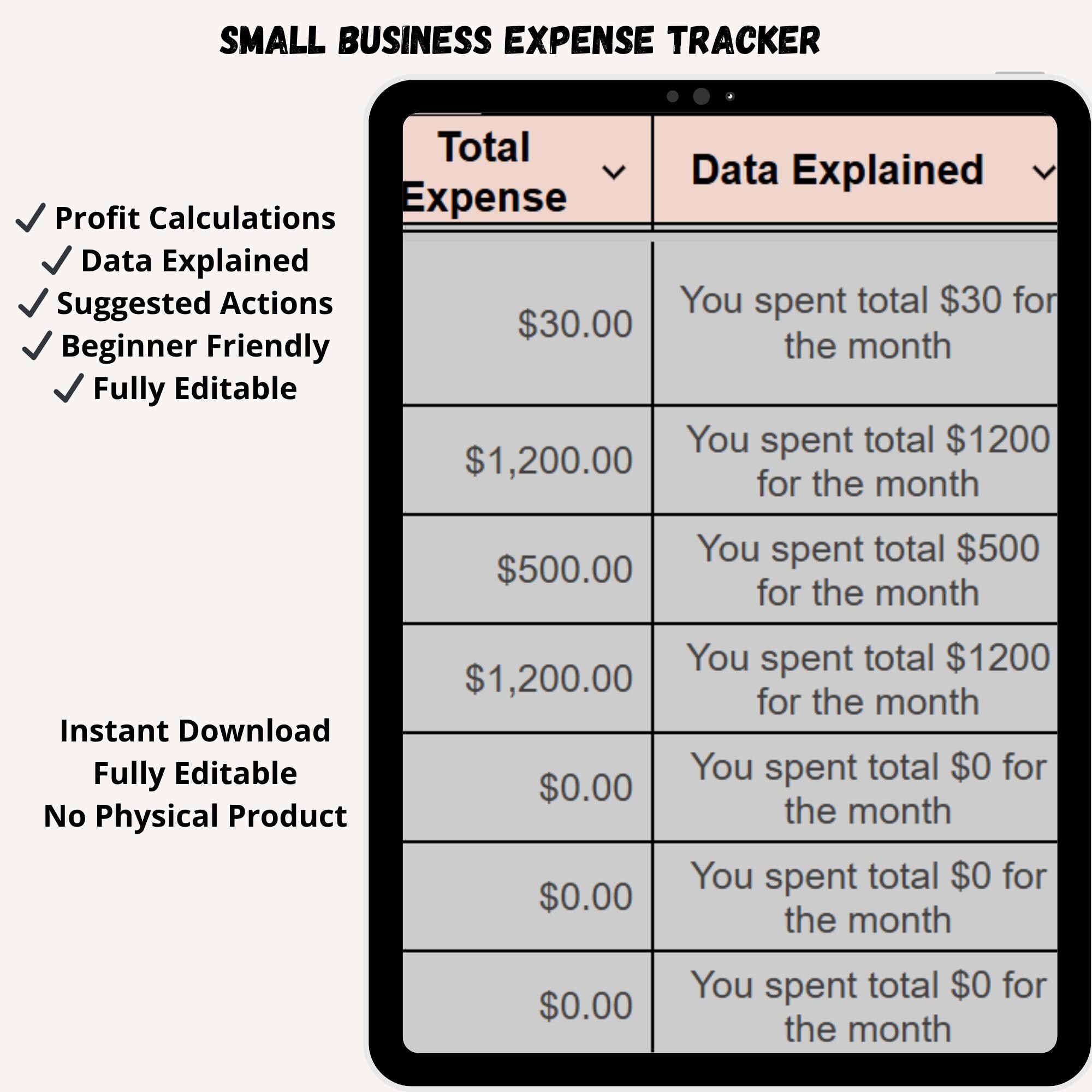 Small Business Expense Tracker | Google Sheets Finance Template ...