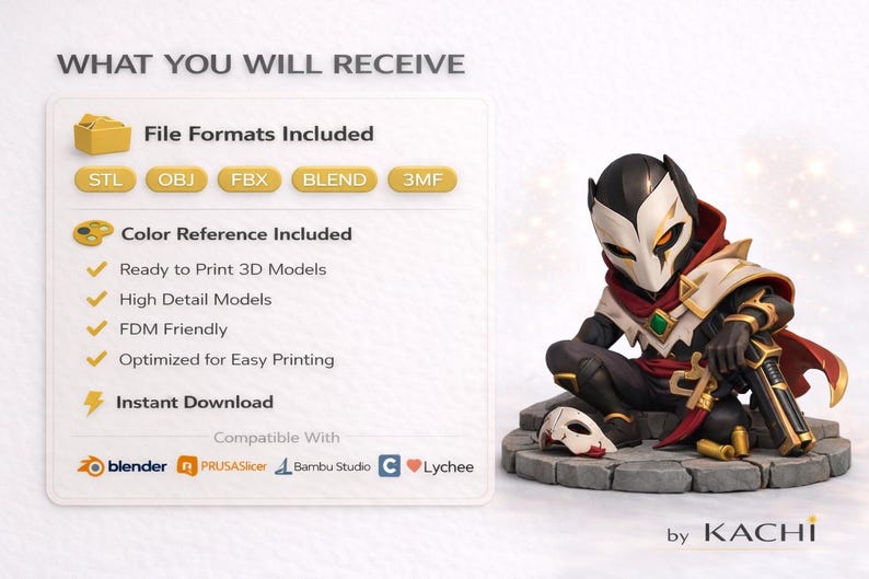 Jhin Chibi STL Figure, League of Legends 3D Print Model (digital ...