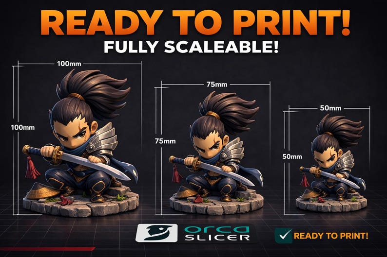 Chibi Yasuo STL Figure, League of Legends 3D Print Model (digital ...