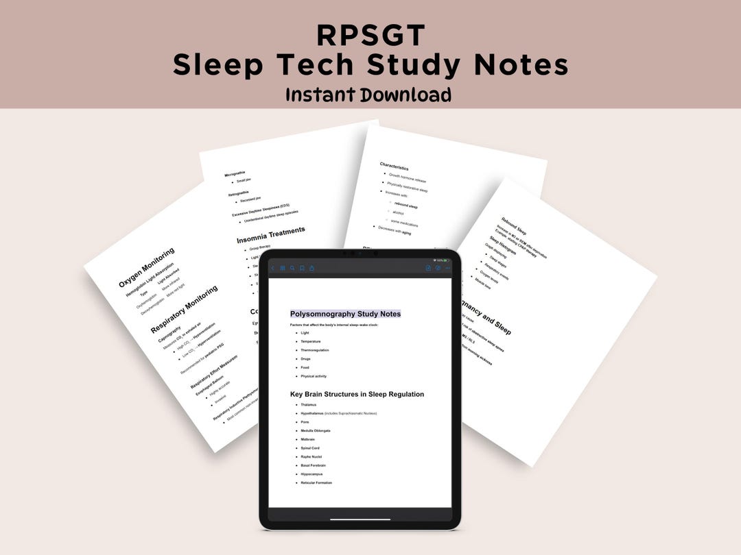 22 Page RPSGT Study Guide | Polysomnography Sleep Tech Notes (PDF ...