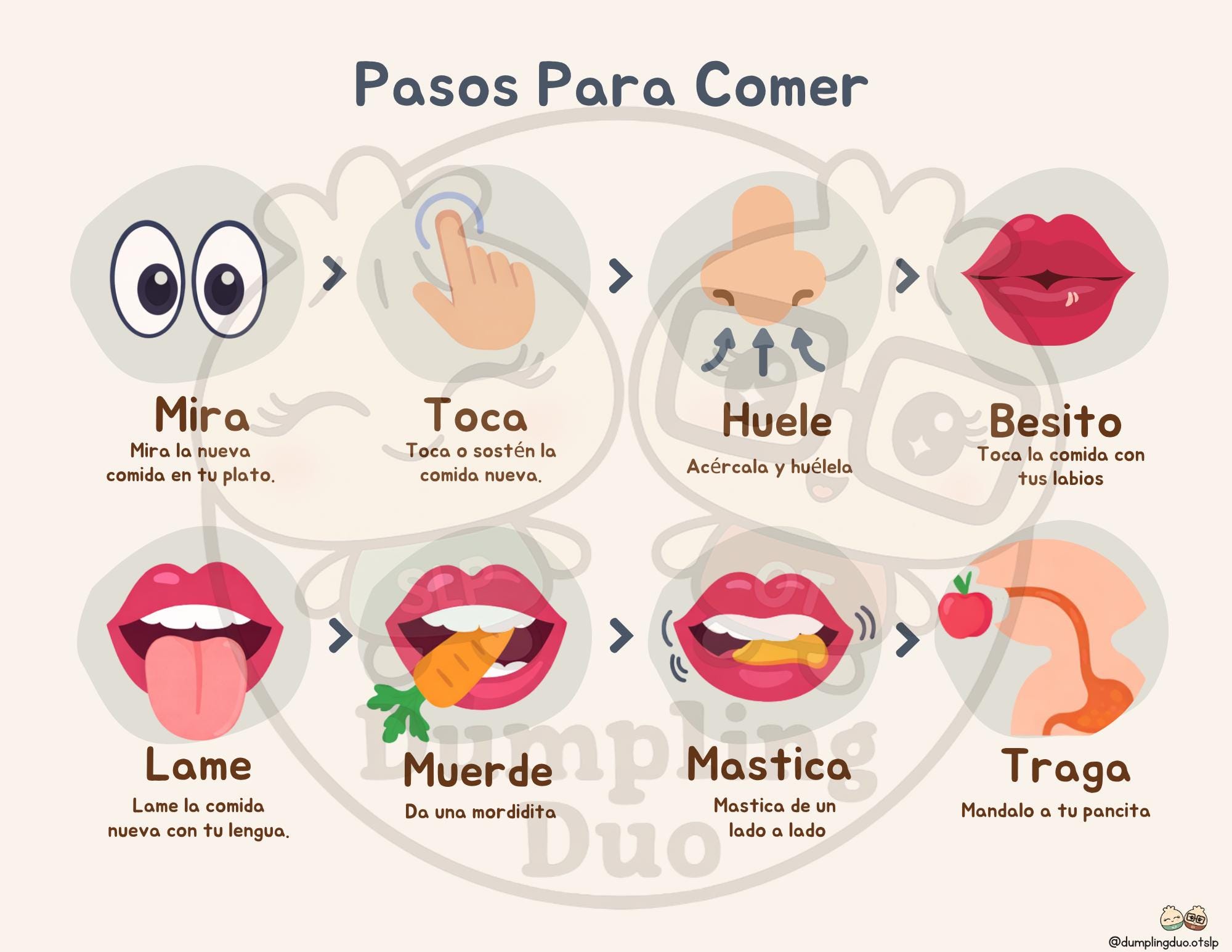 Spanish Steps to Eating Visual | Feeding Therapy Chart | SOS Approach ...