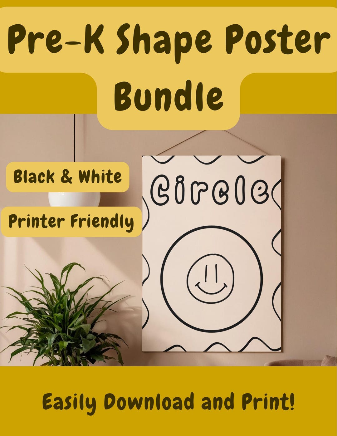 Pre-k Shape Poster Bundle | Black & White Shapes Printable | Preschool ...