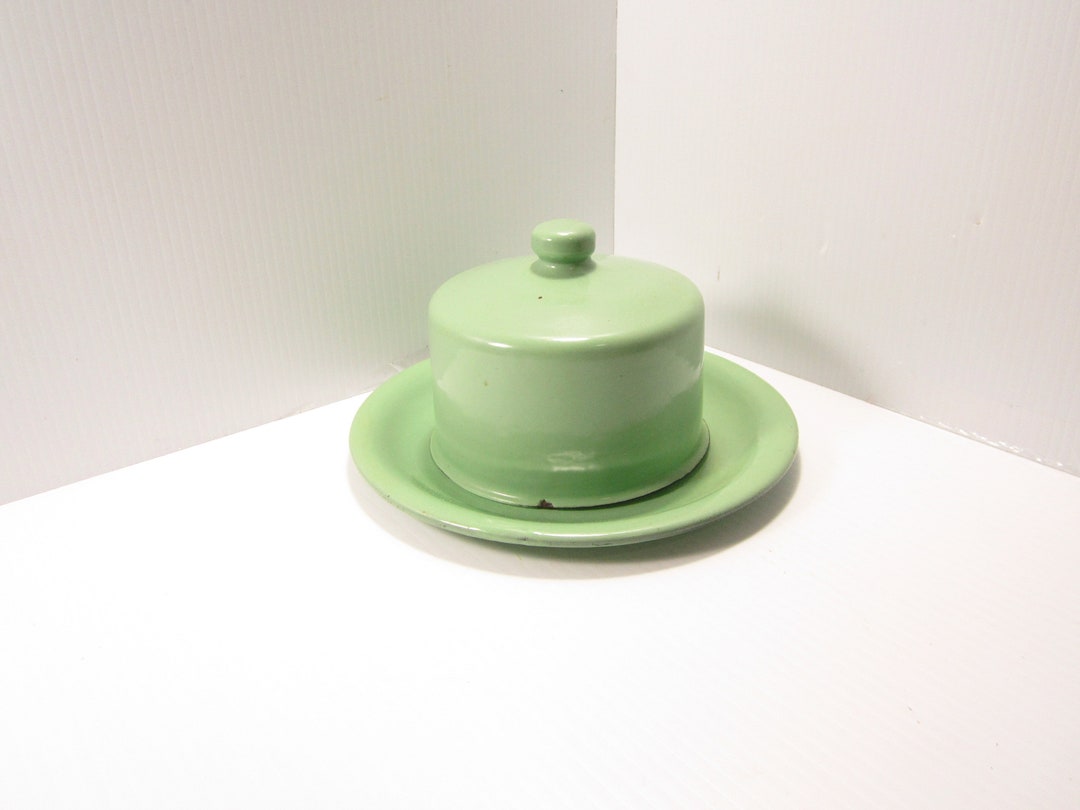 Antique Jadeite Green Enamelware Graniteware Butter Cheese Dish RARE - Etsy