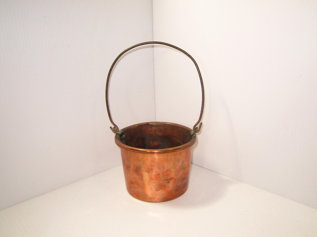 Vintage Small Copper Bucket With Wire Handle - Etsy