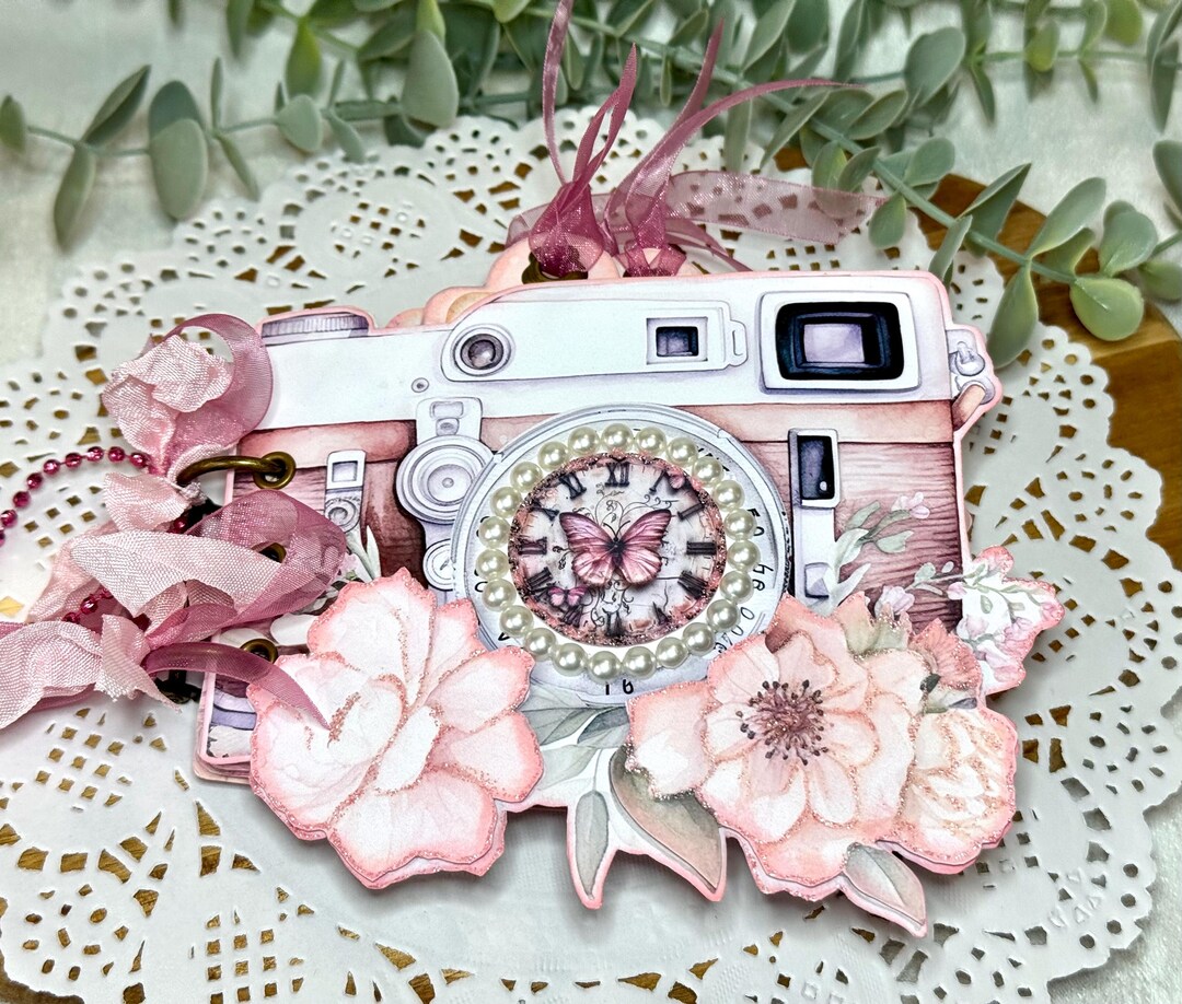 Handmade Shabby Chic Camera-shaped Mini Photo Album – Vintage Floral ...