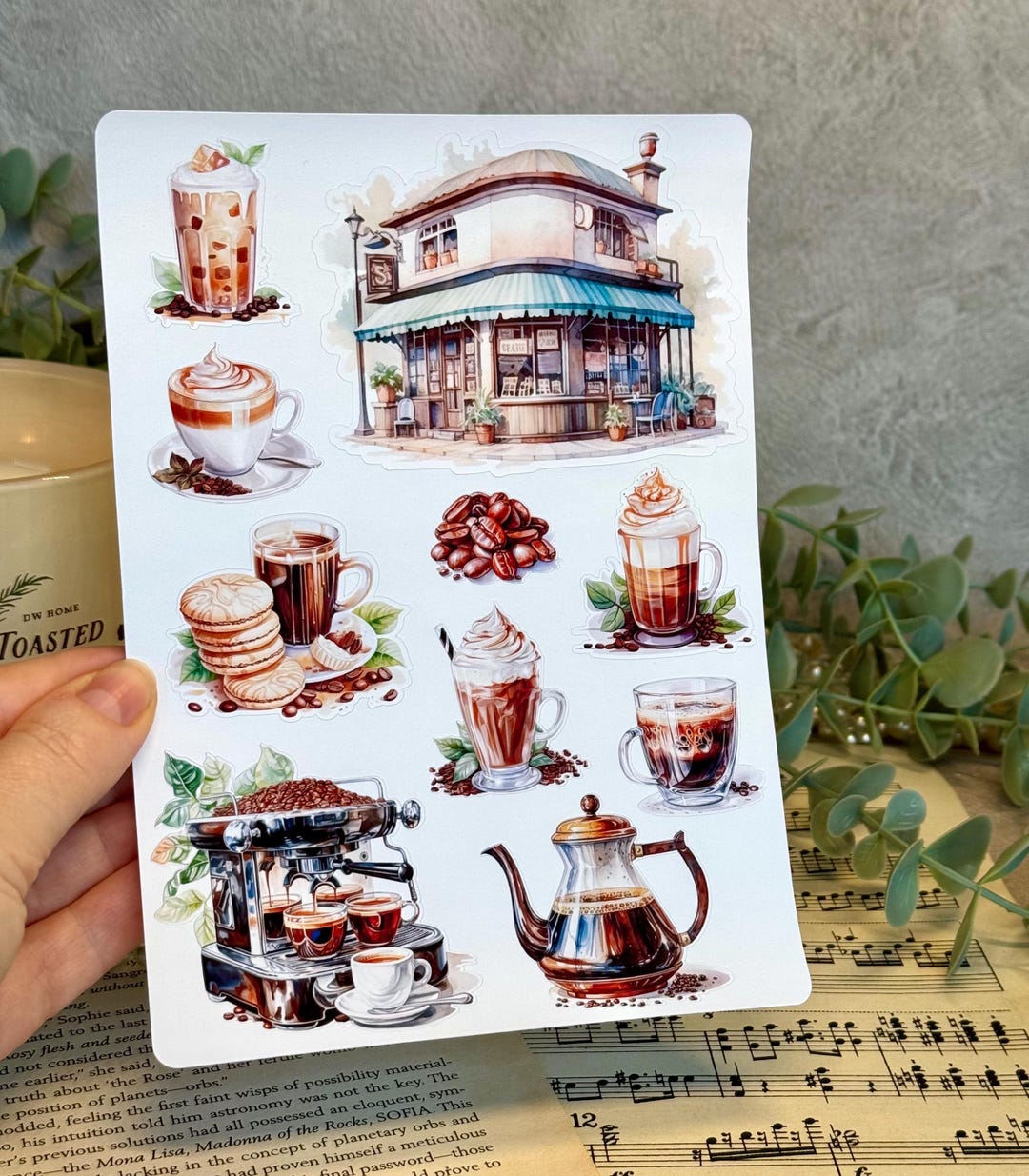 Coffee Sticker Sheet Pre-cut Kiss-cut Stickers Scrapbooking Junk ...