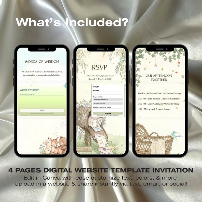 Storybook Baby Shower Website Template, Canva Digital Invite, Vintage ...