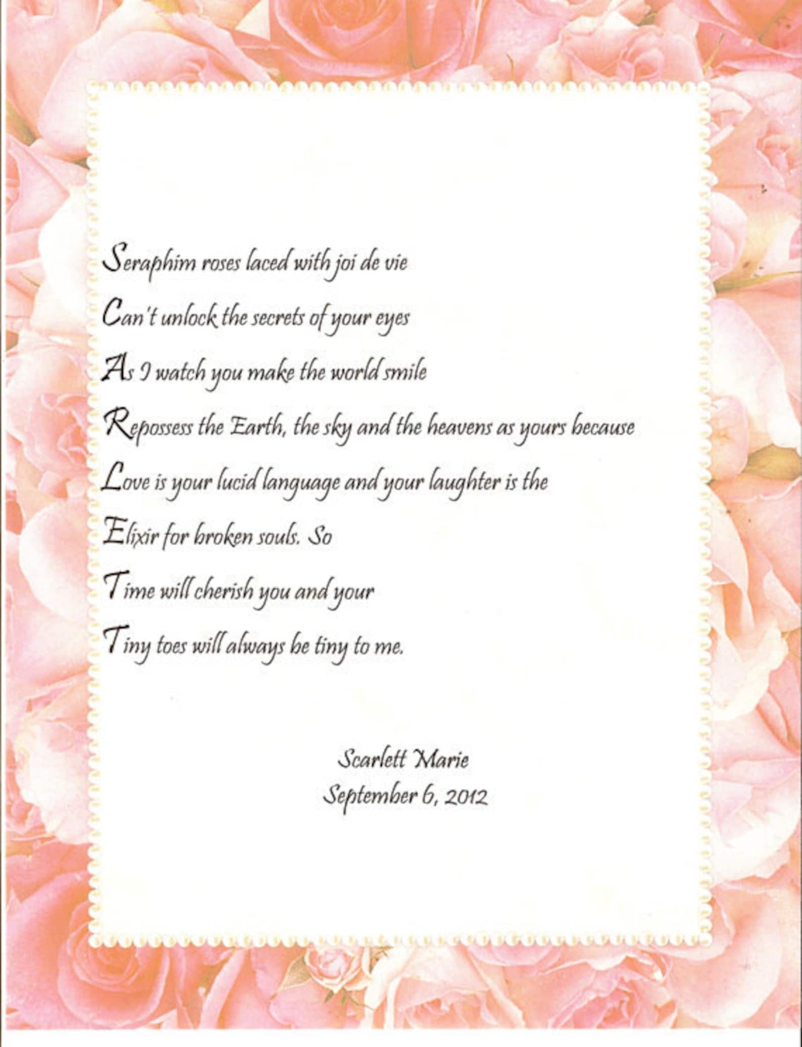Personalized and Custom Name Poem- PDF Version - Etsy