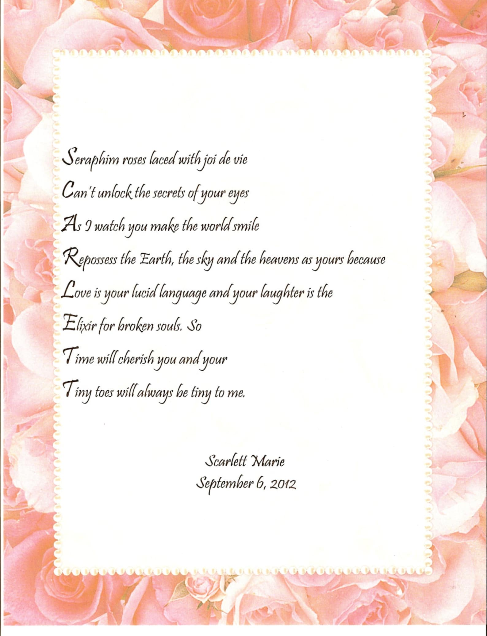 Personalized Name Poem Custom Made Poems Everytime - Etsy
