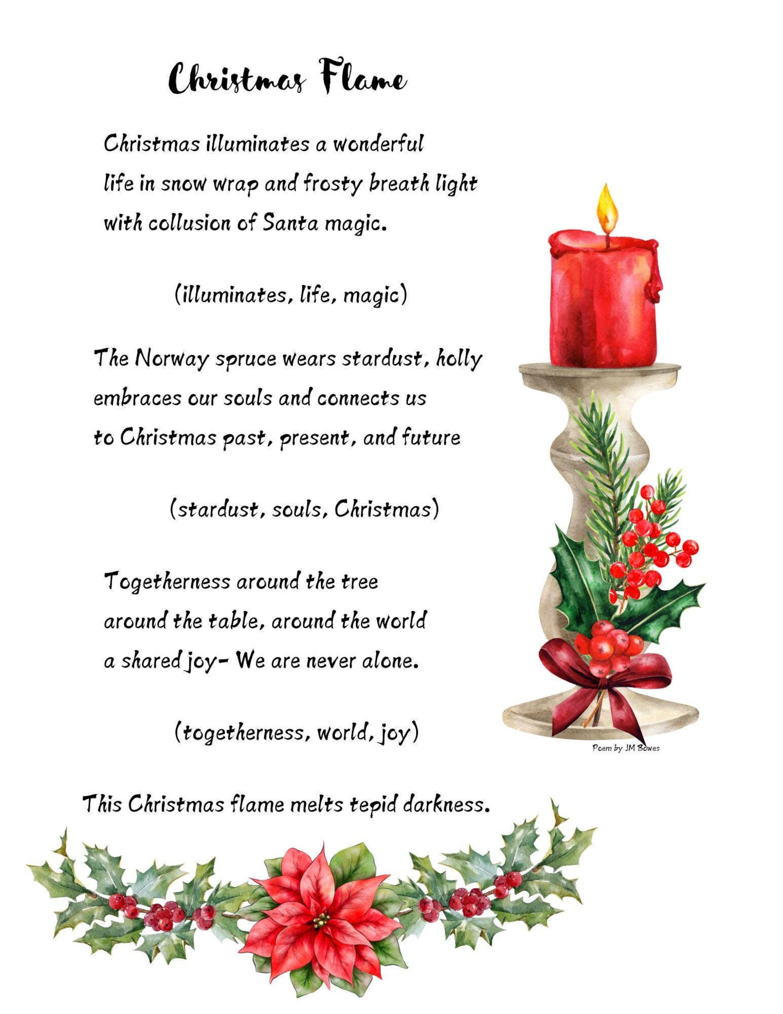 Christmas Flame Christmas Poem Digital Download for Cards and Other ...