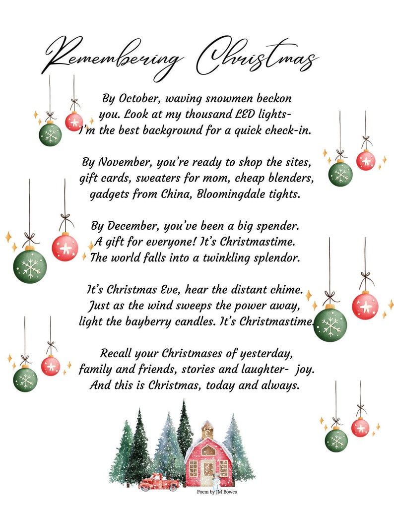 Remembering Christmas Christmas Poem Digital Download Svg, Png, Pdf - Etsy