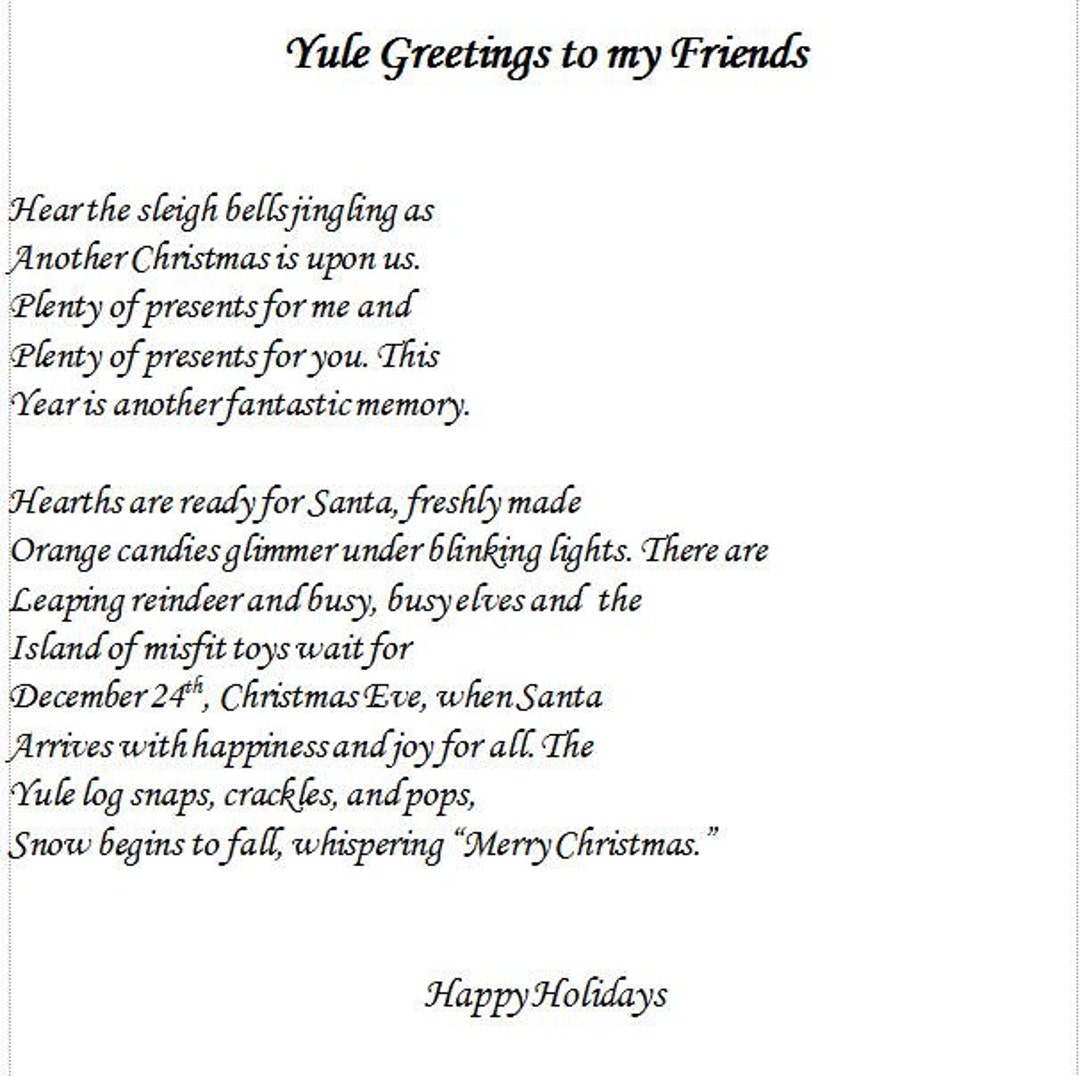 Yule Greetings an Original Christmas Poem, Home Decor and Wall Art ...