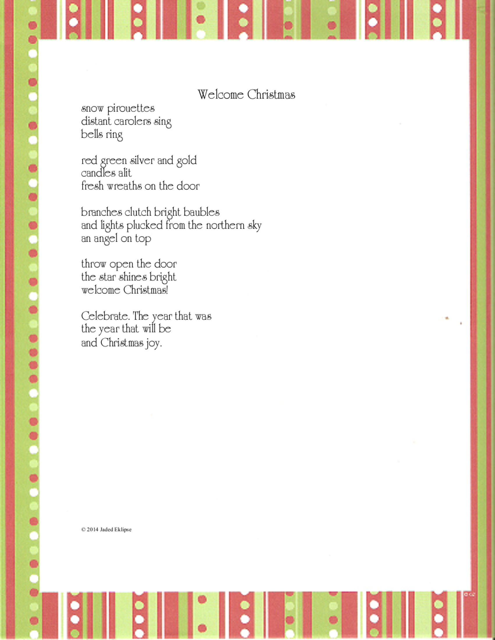 Welcome Christmas an Original Signed Christmas Poem Home Decor and Wall ...