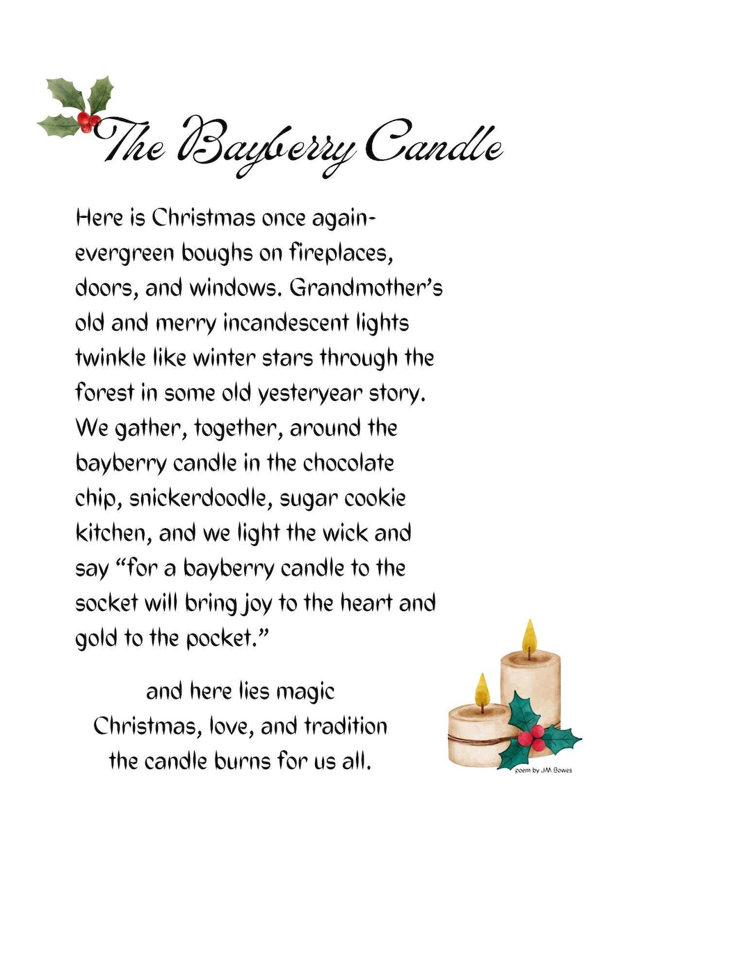 The Bayberry Candle Christmas Poem Digital Download File Svg, Pdf, Png ...