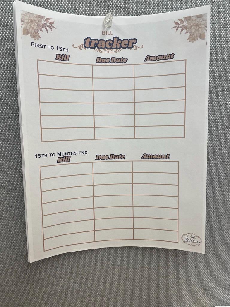 Bill Tracker Printable | Budget Binder Insert | Expense Due Date ...