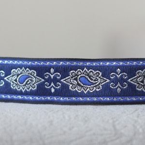 25mm-1 Inch Blue Jacquard Ribbon in Paisley Pattern, Boho Ruban Sewing ...