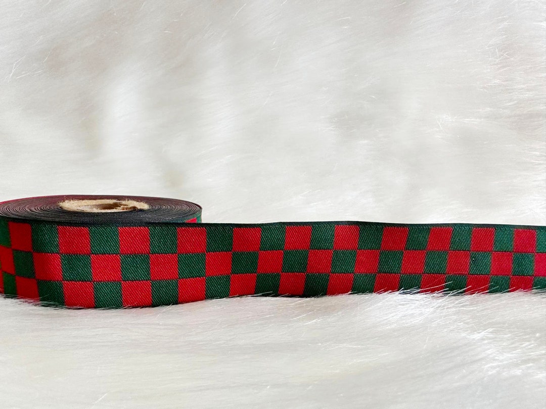 30 Mm - 1.18" Checkerboard Patterned Ribbon by the Yard, Red and Green ...