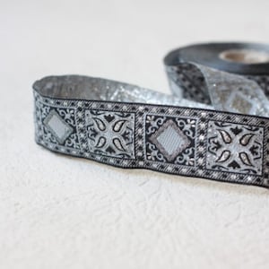50mm (2 Inches) Geometric Patterns Woven, Diamond Pattern Trim, Gray ...