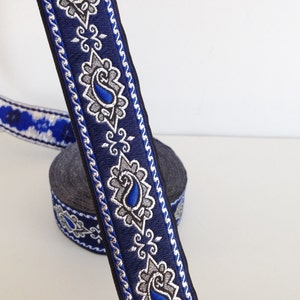 25mm-1 Inch Blue Jacquard Ribbon in Paisley Pattern, Boho Ruban Sewing ...
