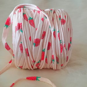 5/10 Meters Strawberry Patterned Trapilho for Basket Crochet, Trapillo ...
