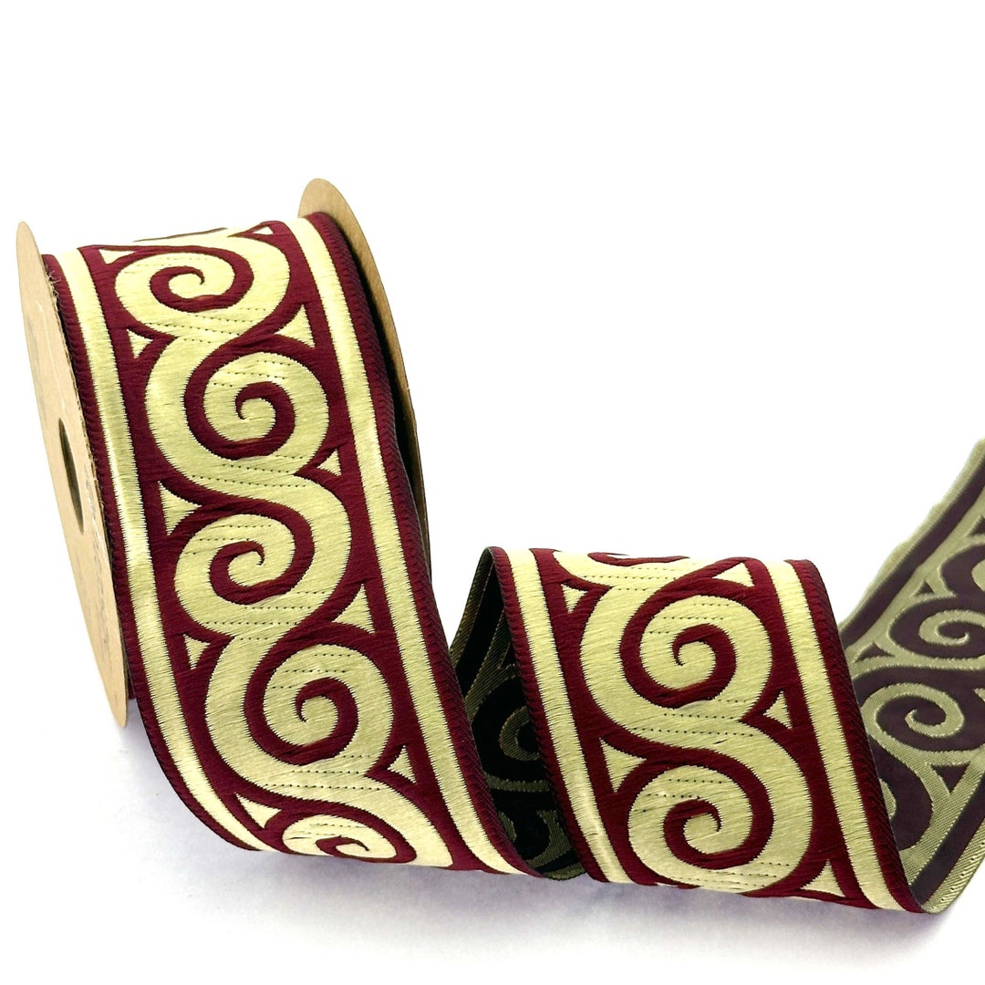 50mm 17/8 Inch Scroll Pattern Large Jacquard Upholstery Trim by the ...
