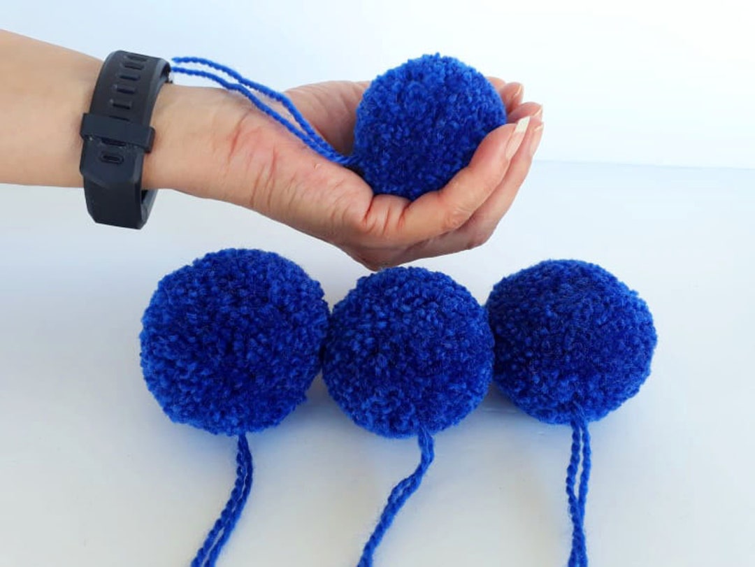 4 Pcs 4cm/5cm/6cm/ 2 Pcs 8cm/10cm Royal Blue Pom Poms, Wool Fluffy Pom ...