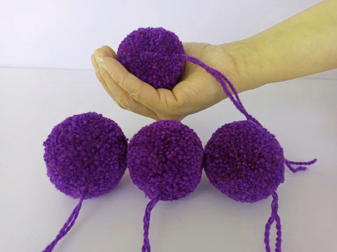 4 Pcs 4cm/5cm/6cm/ 2 Pcs 8cm/10cm Purple Hmong Pompoms, Wool Fluffy Pom ...
