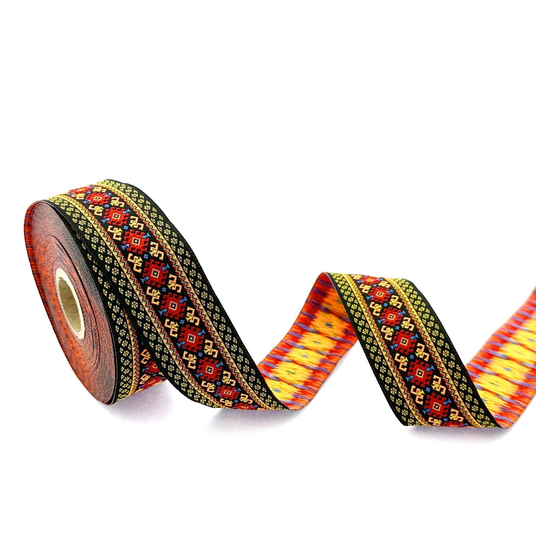 35 Mm 1.25 Very Colorful Jacquard Ribbon, Ethnic Trim, Ribbon Woven in ...