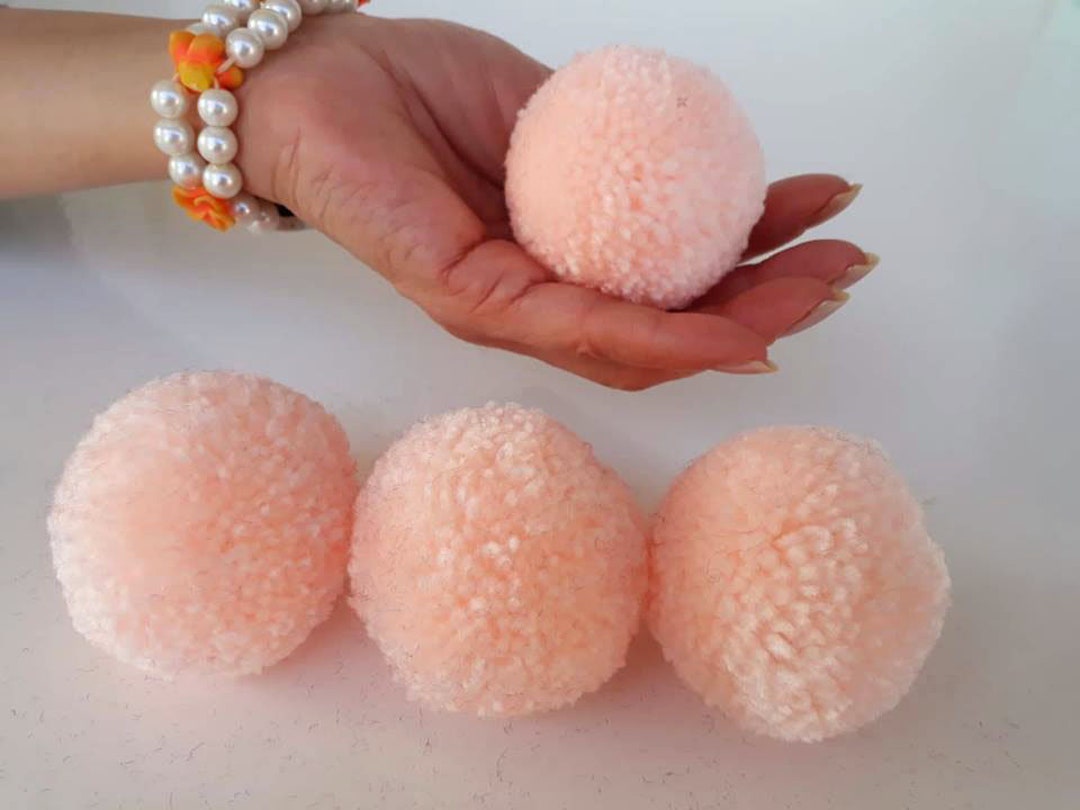 4 Pcs 4cm/5cm/6cm/ 2 Pcs 8cm/10cm Yarn Pom Poms, Salmon Pom Poms , Pom ...