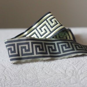 35 Mm - 1.25" Greek Key Ribbon by the Yard, Black and Gold Jacquard ...