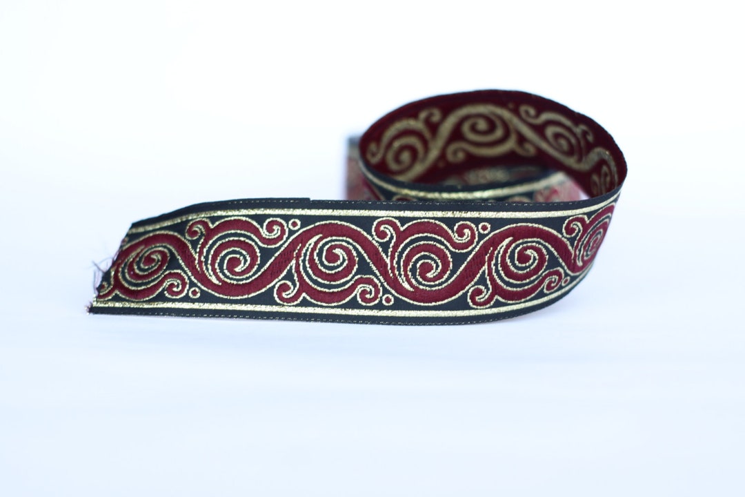 35 Mm - 1.25" Scroll Trim by the Yard, Burgundy and Black Sewing Trim ...