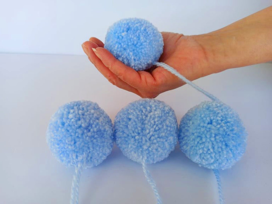 4 Pcs 4cm/5cm/6cm/ 2 Pcs 8cm/10cm Baby Blue Yarn Pom Poms, Pick Your ...