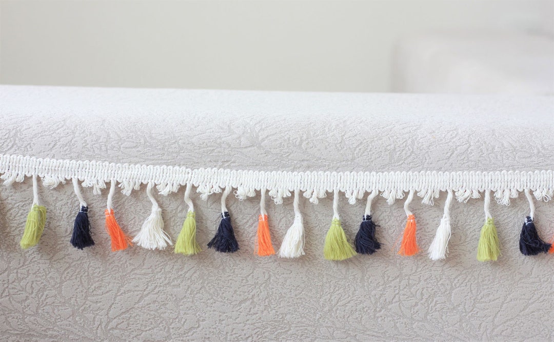 Cotton Tassel Trim, Boho Tassel Fringe Trim by the Meter, Ribbon DIY ...