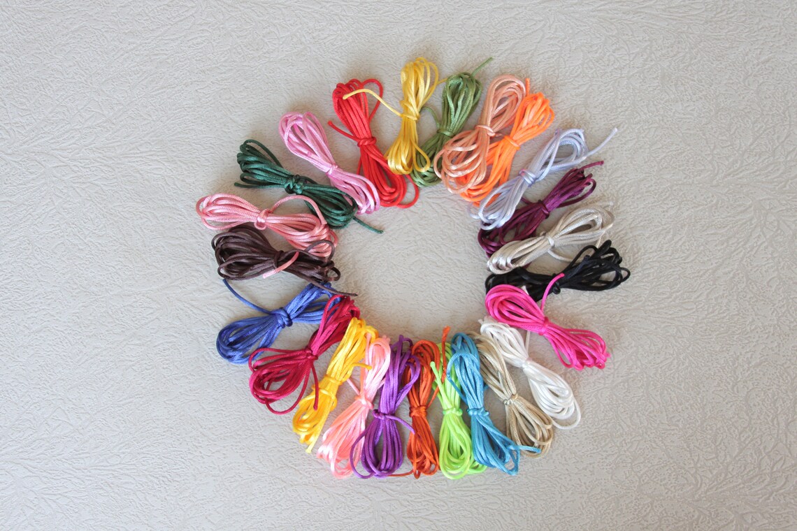 Rat tail SET 24 colors x 1 meters Rattail Cord Knotting | Etsy