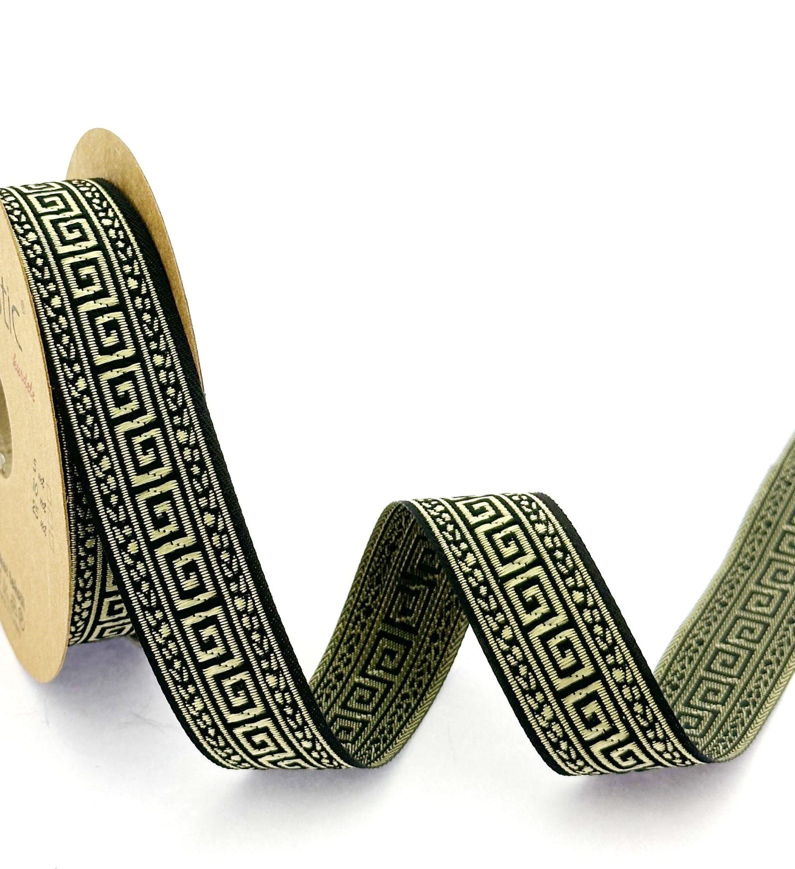 22 Mm_ 0.86 Inch Black&gold Sewing Trim With Metallic Gold Greek Key by ...