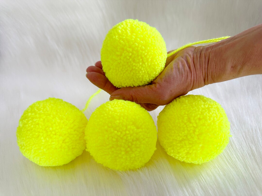 4 Pcs 4cm/5cm/6cm/ 2 Pcs 8cm/10cm Pom Poms, Large Pom Poms, Neon Yellow ...