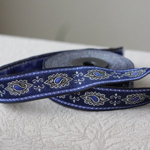 25mm-1 Inch Blue Jacquard Ribbon in Paisley Pattern, Boho Ruban Sewing ...