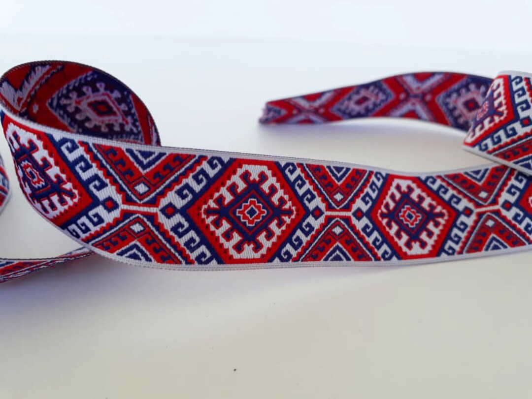 25mm-1 Inches Ukrainian Folkloric Ethnic Jacquard Trim Woven Border ...