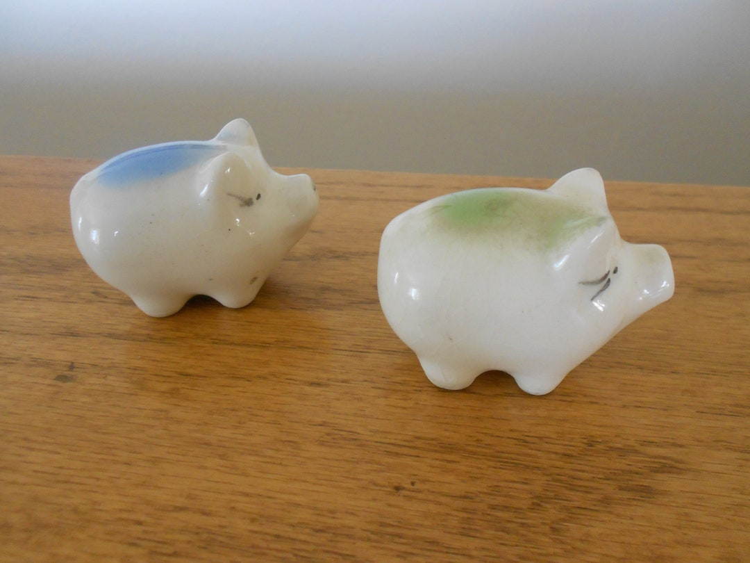Vintage Ceramic Pigs. Antique Pig Figurine, Home Decor. Farm Animal Art ...
