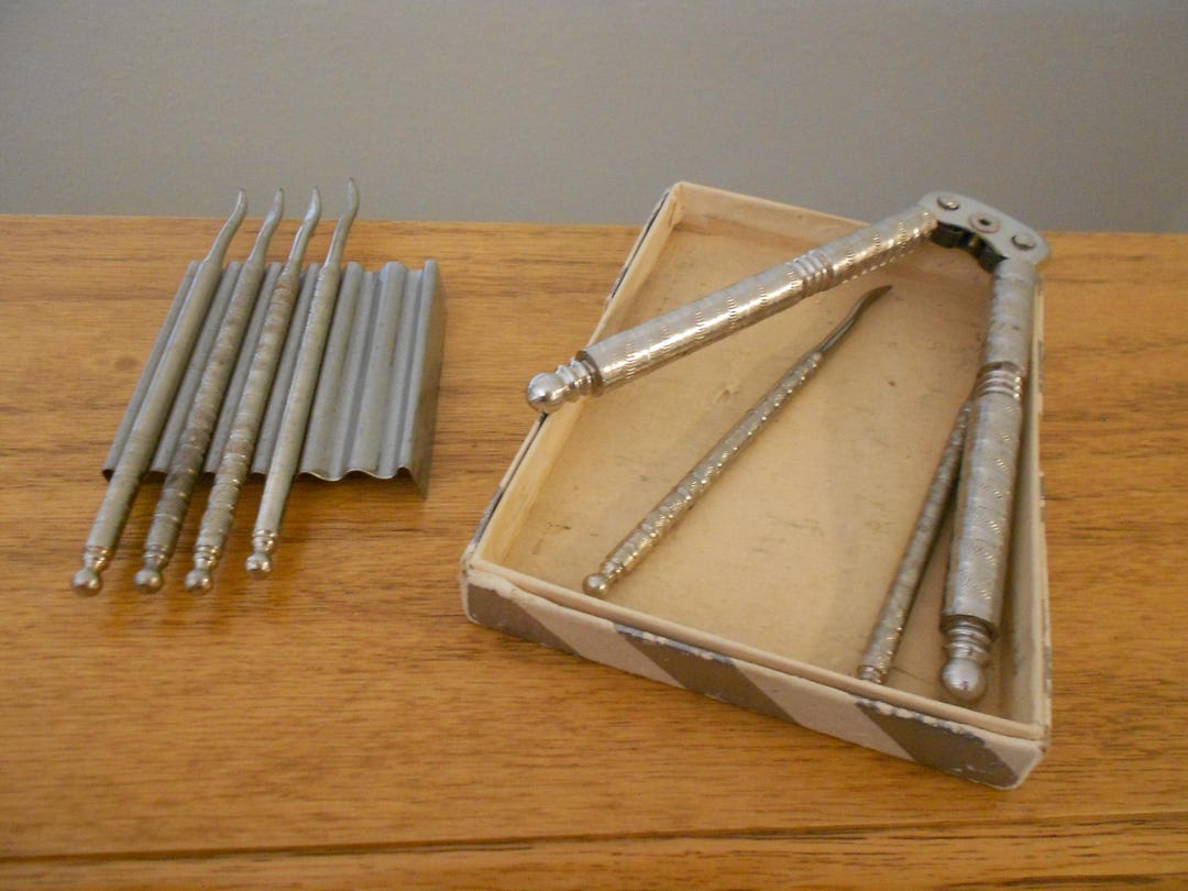 Vintage Nut Cracker Set With Picks and Stand, Original Box. Mid Century ...