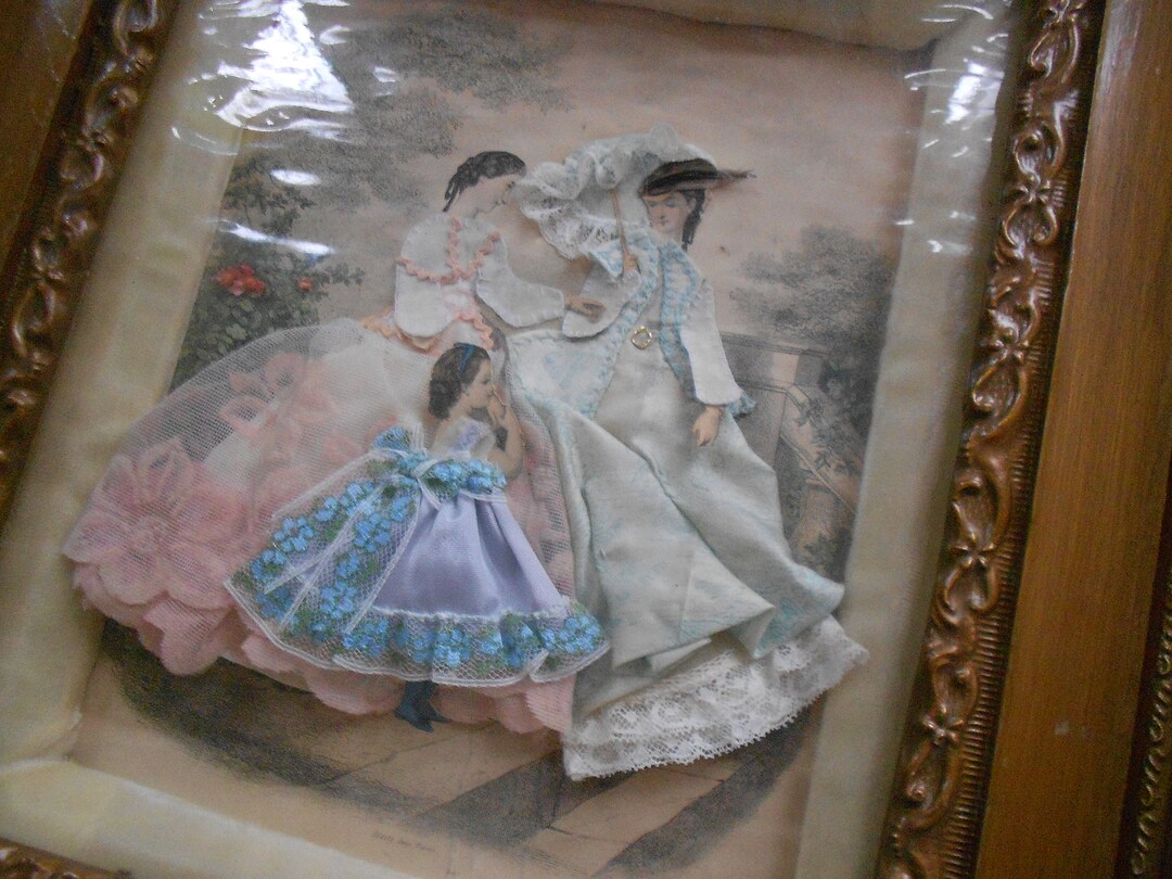 Shadow Box Victorian Lady Pictures. Lot of Two Antique Gold Pictures ...