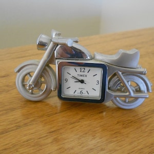 Vintage Timex Motorcycle Clock. Silver Mini Motorcycle Figure. - Etsy