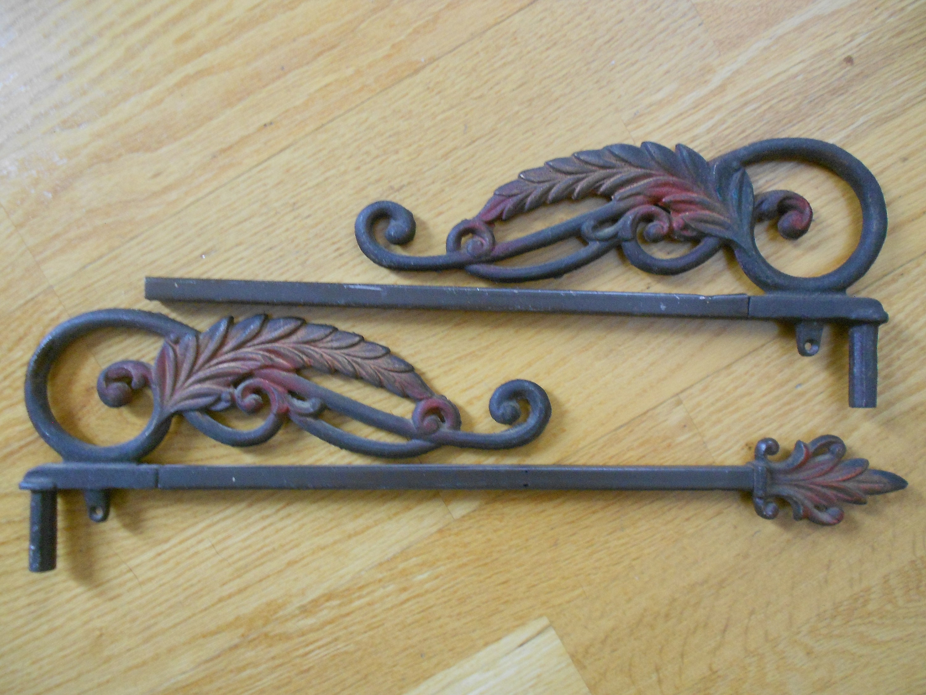 Vintage Painted Steel Window Swing Arm Curtain Drape Holders. Victorian ...
