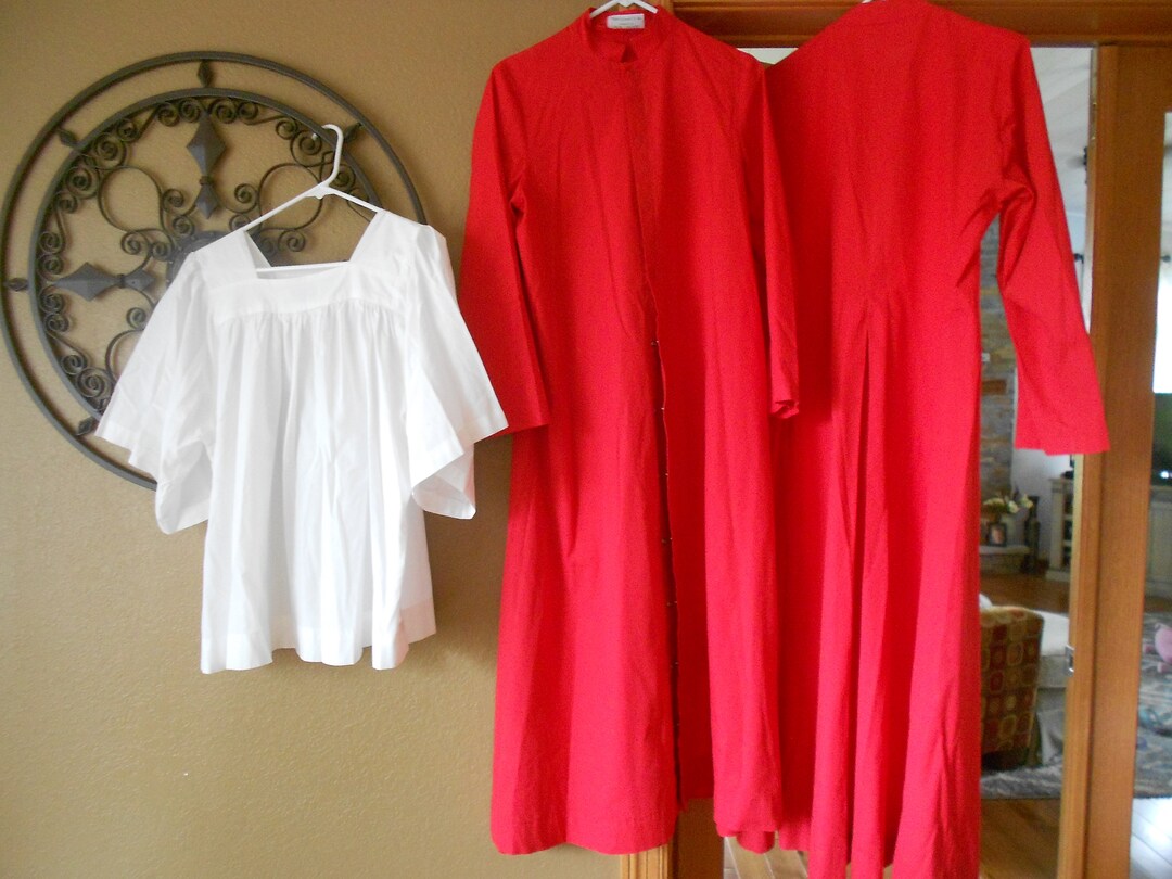 Vintage Lot of Red Acolyte Cassocks. Red Robe and White Overlay With ...