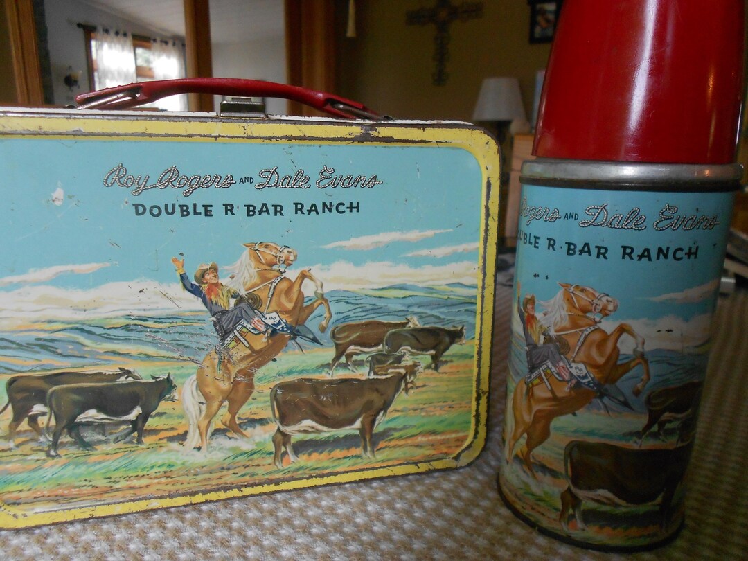 Roy Rogers and Dale Evans Metal Lunch Box and Thermos. Double R Bar ...