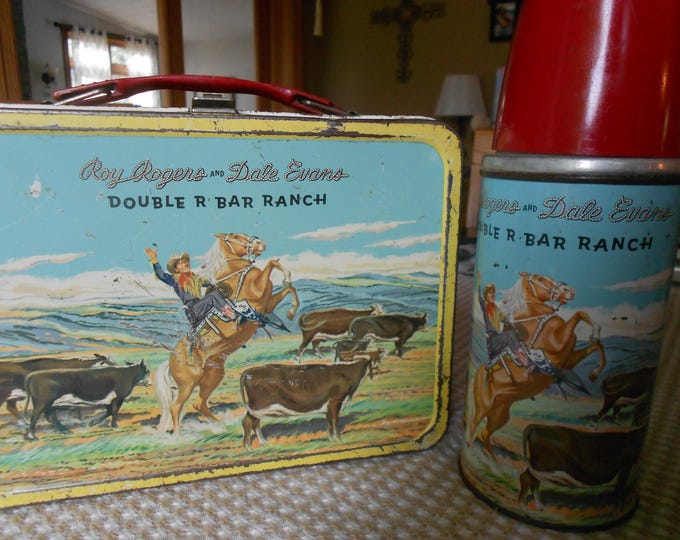 Vintage Roy Rogers Metal Lunchbox Roy Rogers and Dale Evans Double R ...