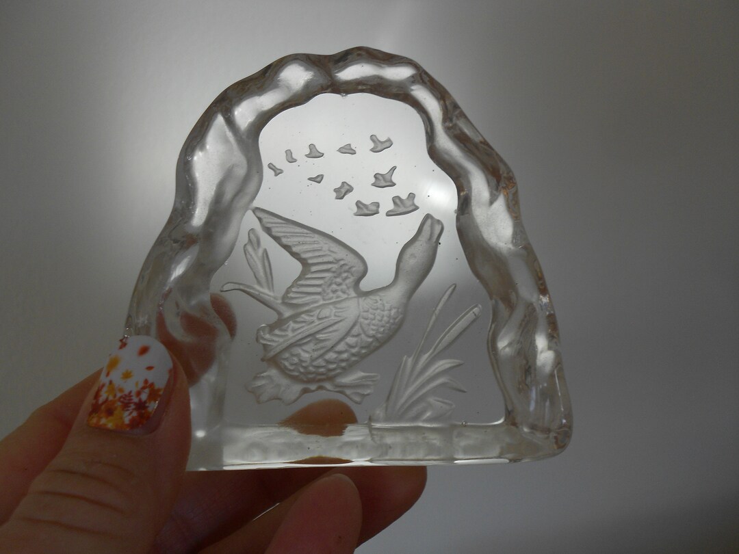 Vintage Original Artmark Crystal Glass Duck Paperweight. - Etsy