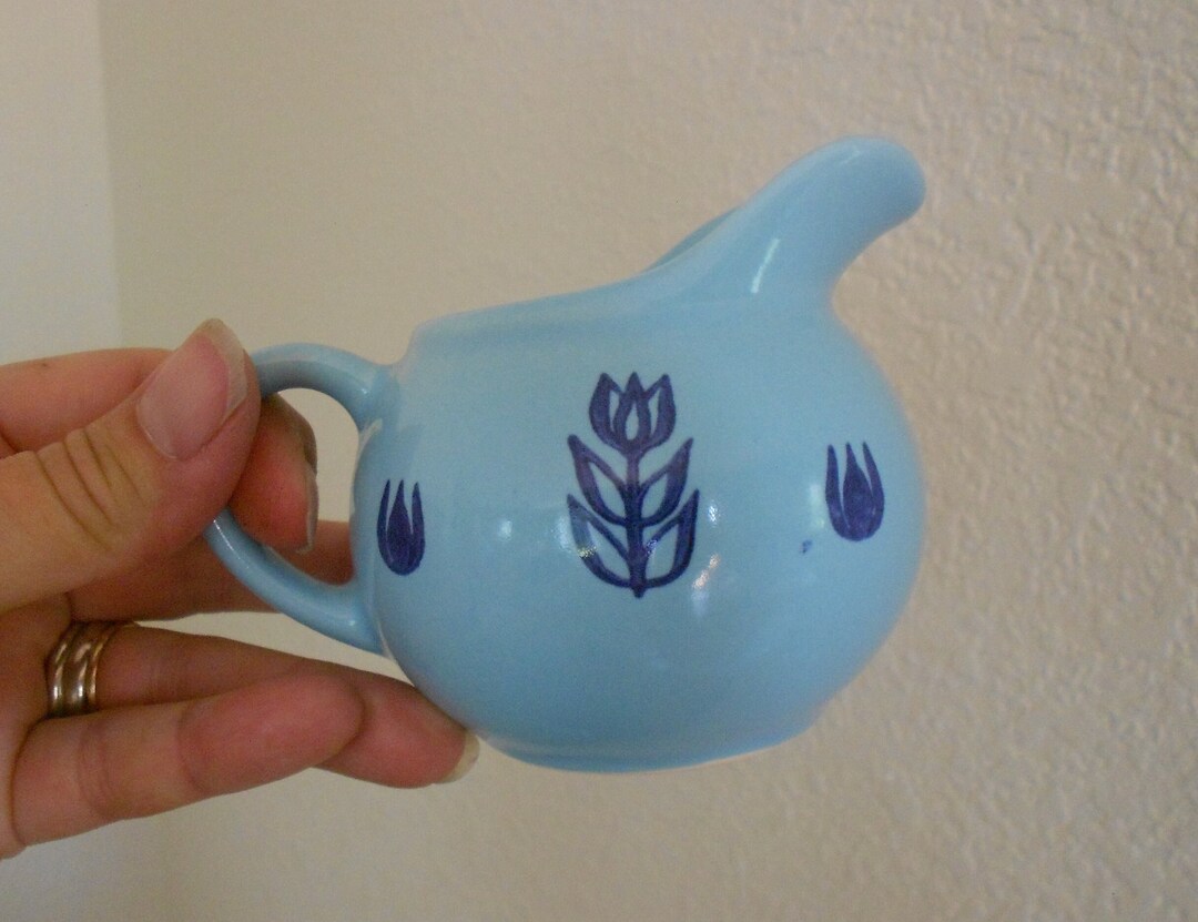 Vintage Cronin Blue Tulip Pottery Cream Pitcher. USA Made. - Etsy